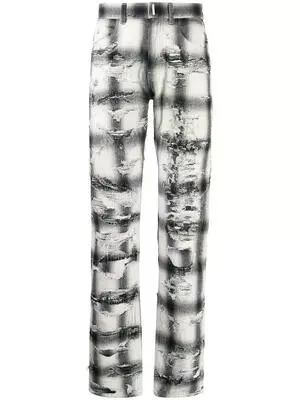 Givenchy Ripped Check Trousers - Grey