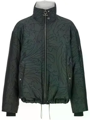 FERRAGAMO Floral-print Bomber Jacket - Blue