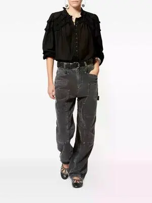 MARANT ETOILE Ruffled Broderie Anglaise Shirt - Black
