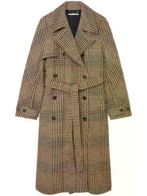 Stella McCartney Tweed Belted Double-breasted Coat - Brown