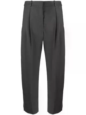 Stella McCartney Cropped Pleated Wool Trousers - Grey