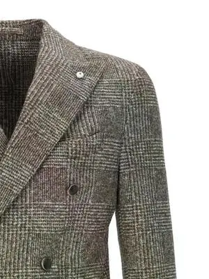 BRANDO Double-breasted Prince Of Wales-check Blazer