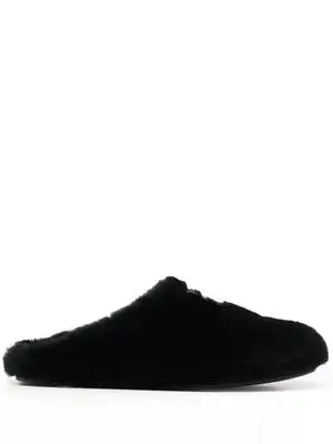 Givenchy Logo-plaque Shearling Slides - Black