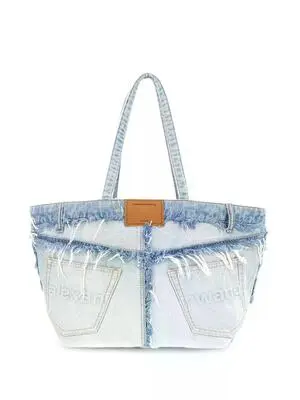Alexander Wang Punch Frayed Denim Tote Bag - Blue