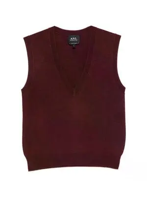 A.p.c. V-neck Knitted Top - Red