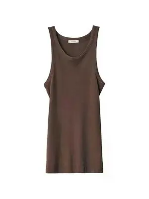 LEMAIRE Tank Top In Ribbed Jersey - Brown