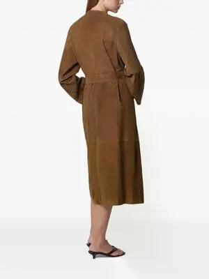Nour Hammour Ruelle Belted Suede Trench Coat