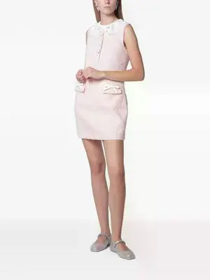 SELF-PORTRAIT Lace-collar Bouclé Mini Dress - Pink