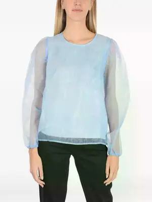 Baum Und Pferdgarten Sheer Puff-sleeve Blouse - Blue