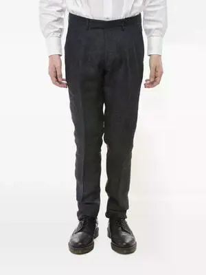 Corneliani Pleated Linen Trousers - Blue