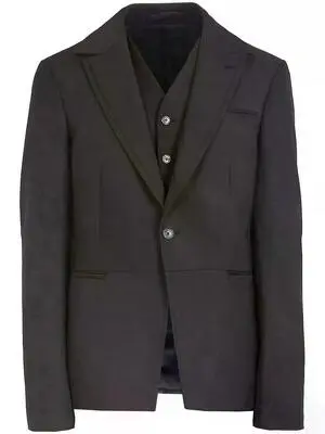FERRAGAMO Waistcoat-detail Single-breasted Blazer - Black