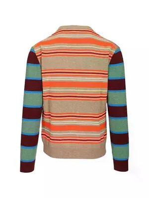 Paul Smith Striped Contrast-sleeve Crew-neck Sweater - Orange
