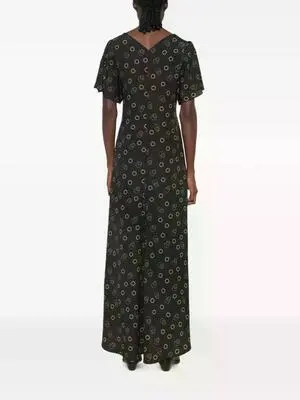 Isabel Marant Étoile Falja" Geometric Print Maxi Dress - Black