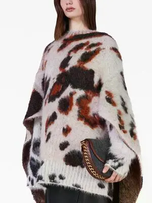 Stella McCartney Appaloosa Pony Patterned-jacquard Cape Jumper - Neutrals