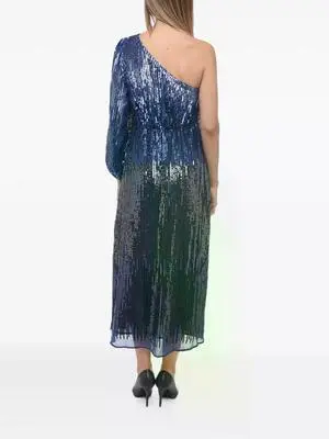 Rixo Sequin-embellished One-shoulder Midi Dress - Blue