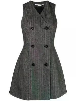 Stella McCartney Double-breasted Pinstripe Minidress - Grey