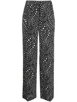 Stella McCartney Star-print Silk Trousers - Black