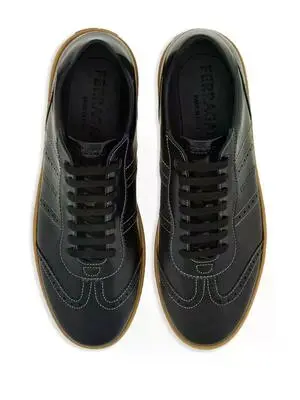 FERRAGAMO Logo-debossed Leather Sneakers - Black