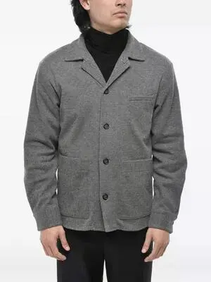 PAOLO PECORA Herringbone Patch-pocket Knitted Cardigan - Grey