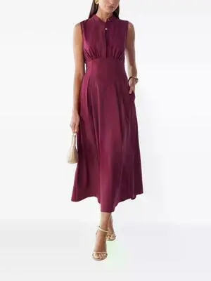 WILLA Ellese Pleated Sleeveless Midi Dress - Red