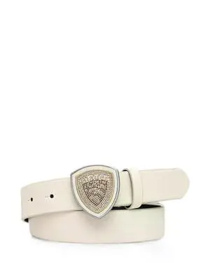 BLAUER. Crystal-embellished Shield-buckle Belt - Neutrals