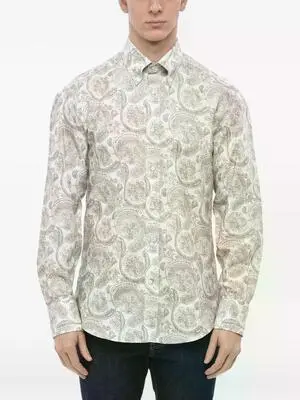Brunello Cucinelli Paisley-print Button-down Cotton Shirt - Neutrals