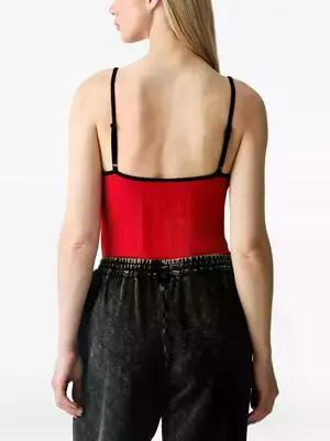 Karl Lagerfeld Logo-print Ribbed Bodysuit - Red