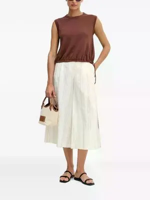 BENETTON Striped Pleated Trousers - Neutrals