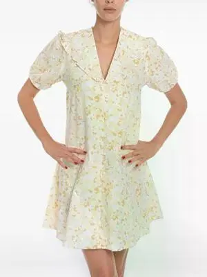 SAMSOE SAMSOE Floral Print V-neck Mini Dress