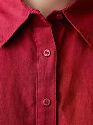 BENETTON Short-sleeve Midi Shirt Dress - Red