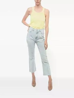 SEVEN Raw-hem Flared-leg Cropped Jeans - Blue