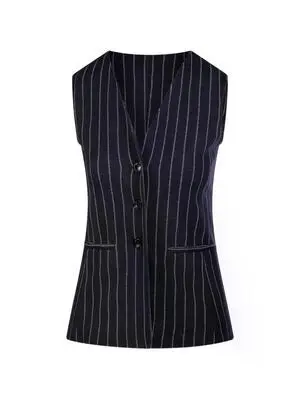 Max Mara Pinstripe Sleeveless Jacket - Blue