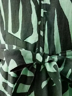 BENETTON Leaf-print Belted Midi Dress