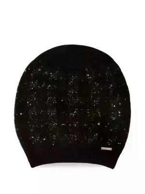 TWINSET Jacquard-knit Beanie With Houndstooth Pattern - Black