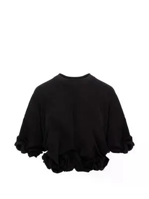 SEEN USERS Twombly Bloom Ruffled T-shirt - Black