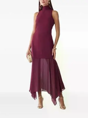 ST MRLO High-neck Handkerchief-hem Midi Dress