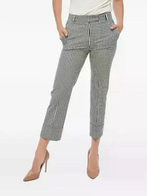 QL2 QUELLEDUE Gingham Turn-up Cropped Trousers - Black