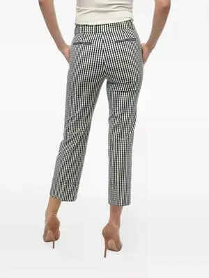 QL2 QUELLEDUE Gingham Turn-up Cropped Trousers - Black