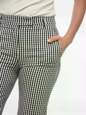 QL2 QUELLEDUE Gingham Turn-up Cropped Trousers - Black