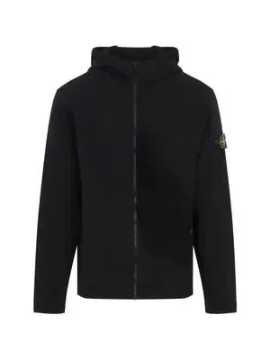 Stone Island Logo-patch Zip-up Hoodie - Black