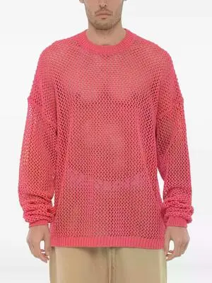 RAMAEL Openwork Crew-neck Sweater - Pink