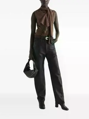 LEMAIRE Asymmetrical Merino Wool Blend Cardigan - Brown