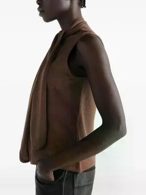 LEMAIRE Asymmetrical Merino Wool Blend Cardigan - Brown
