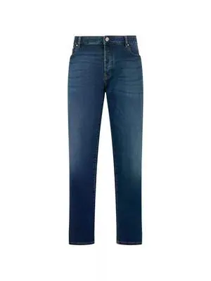 MOORER Faded Five-pocket Jeans - Blue