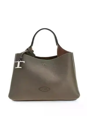TOD'S T Timeless-detail Pebbled Tote Bag - Brown