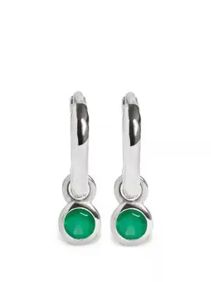 Monica Vinader Green-onyx Hammered Earrings - Silver