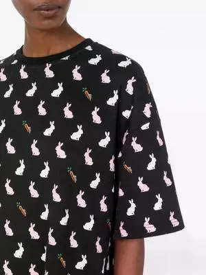 Moschino Short Sleeve Printed Cotton Dress - Black