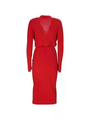 Elisabetta Franchi Wrap-style Chain-detail Midi Dress - Red