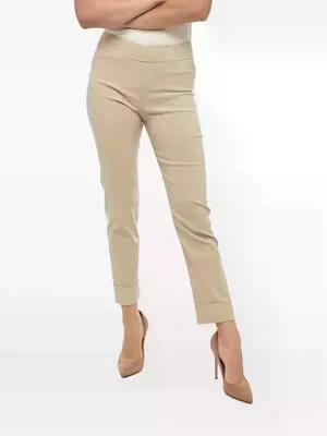 Avenue Montaigne Cuffed-hem Slim-fit Trousers - Neutrals