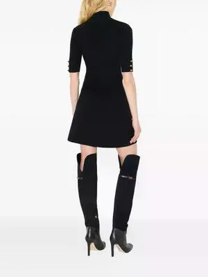 Elisabetta Franchi Ribbed Knit Mini Dress With Bow Detail